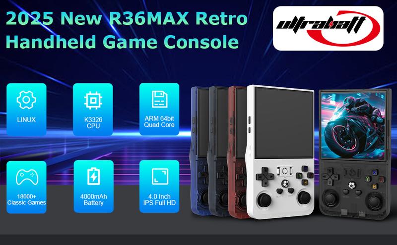 2025 New Upgrade R36MAX Handheld Game Console, Built-in 4000mAh Battery ...