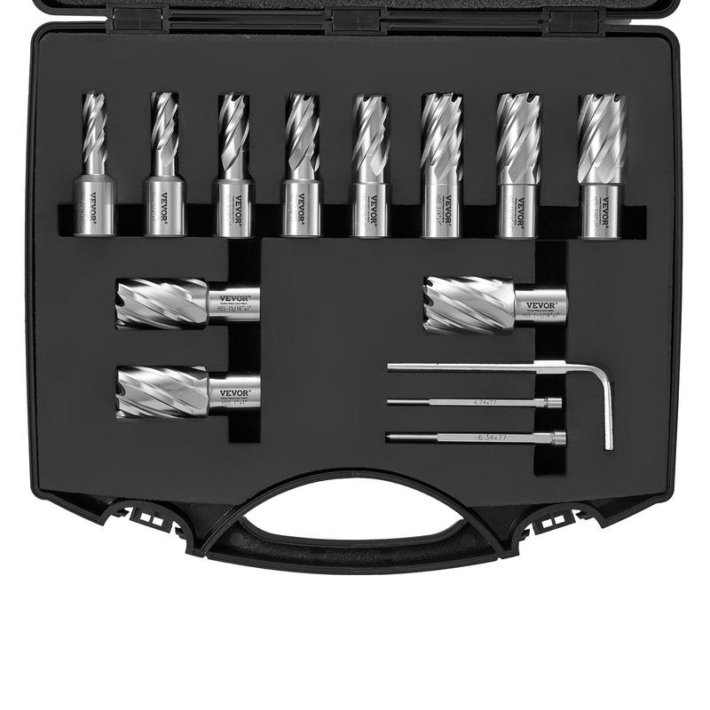 VEVOR Annular Cutter Set, 13 pcs Weldon Shank Mag Drill Bits, 7/16" to ...
