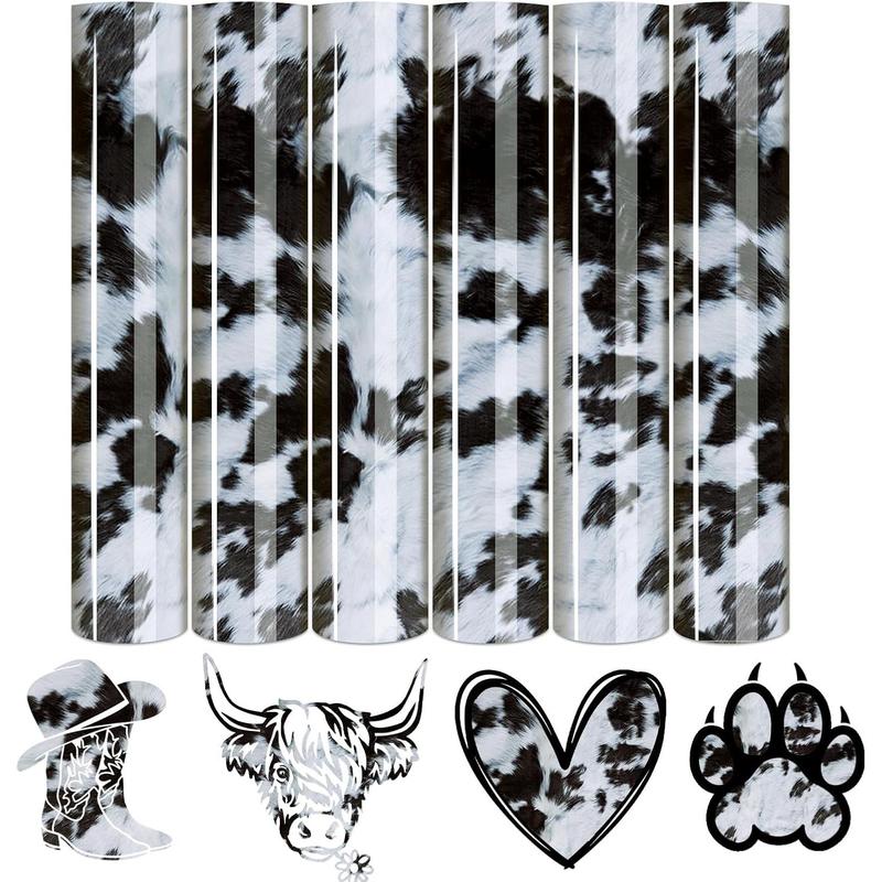 Cowhide HTV Vinyl - 6 Sheets 12 x 10 inches Black Heat Transfer Vinyl ...