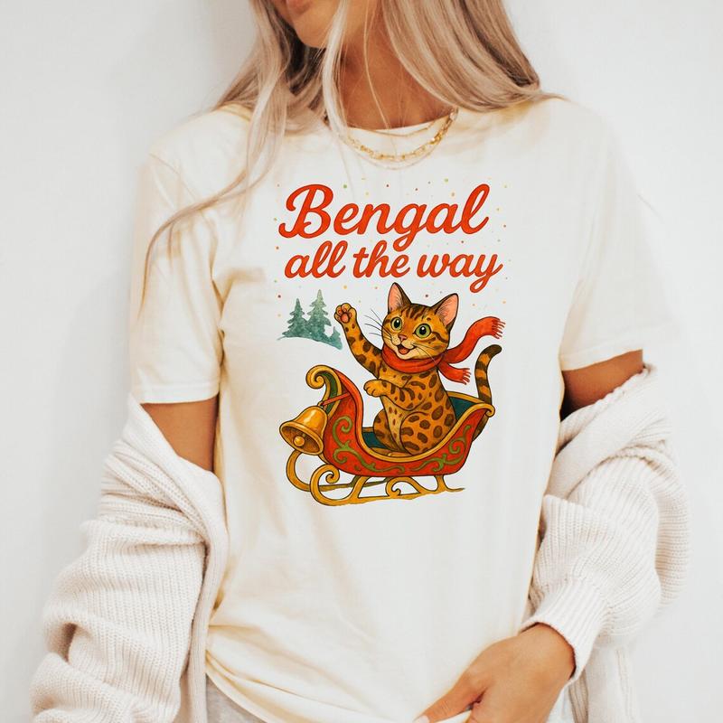 Bengal Cat Christmas Festive Jingle All The Way T-Shirt, Adorable Cat ...