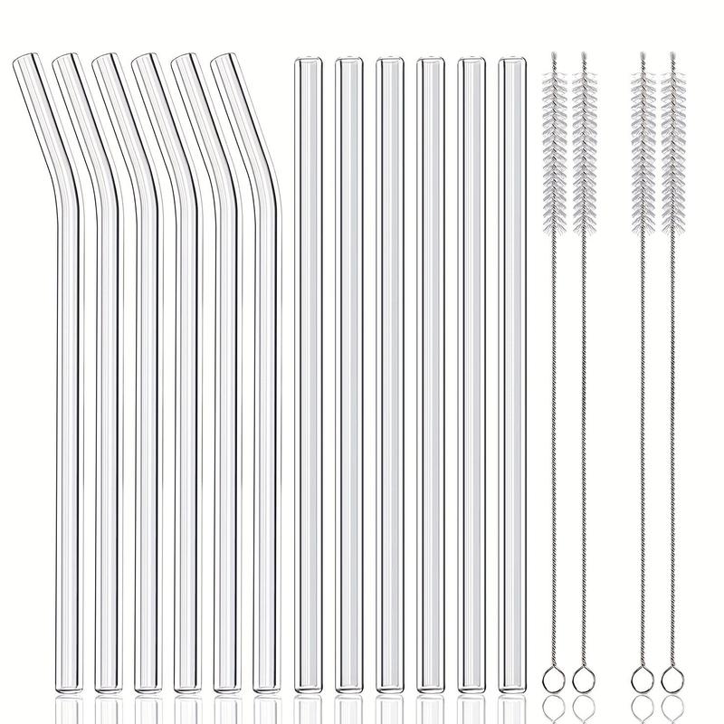 Cup Accessories Kit, 16pcs/set Reusable Straw With Brush, Clear Glass ...