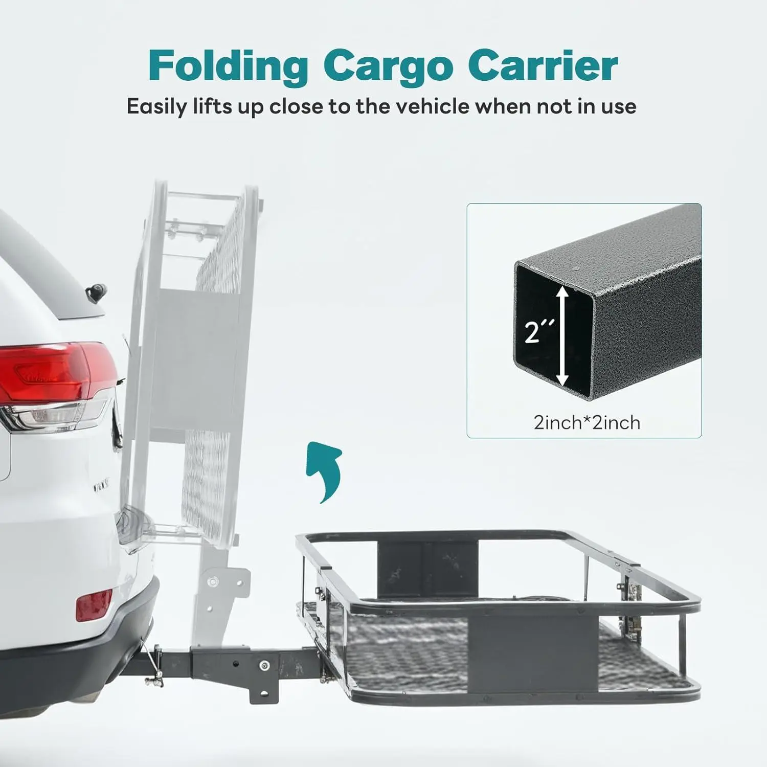 Folding Hitch Mount Cargo Carrier Basket 60x21x6 with 16 Cubic Feet ...
