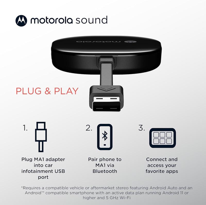 Motorola MA1 Wireless Android Auto Car Adapter - Instant Connection ...