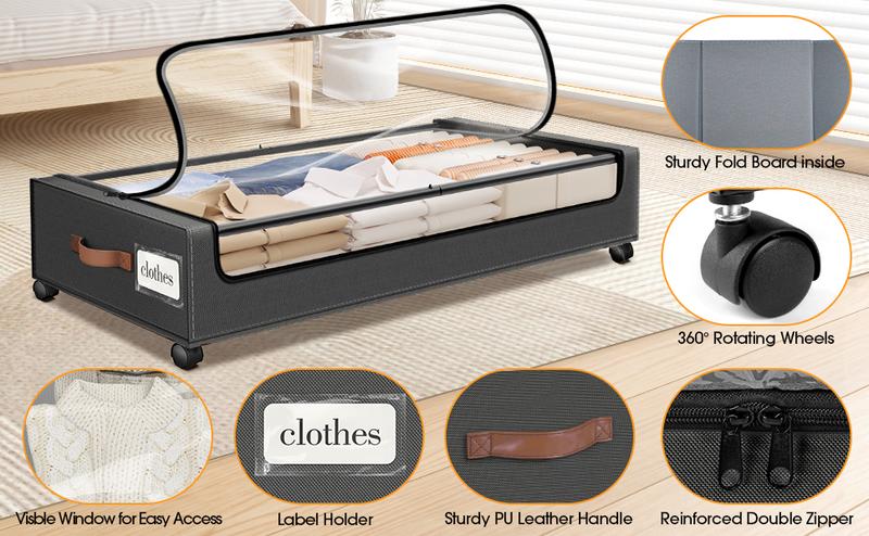 SpaceHacks 2-Pack Underbed Storage Boxes | Silent Wheels | Dustproof ...