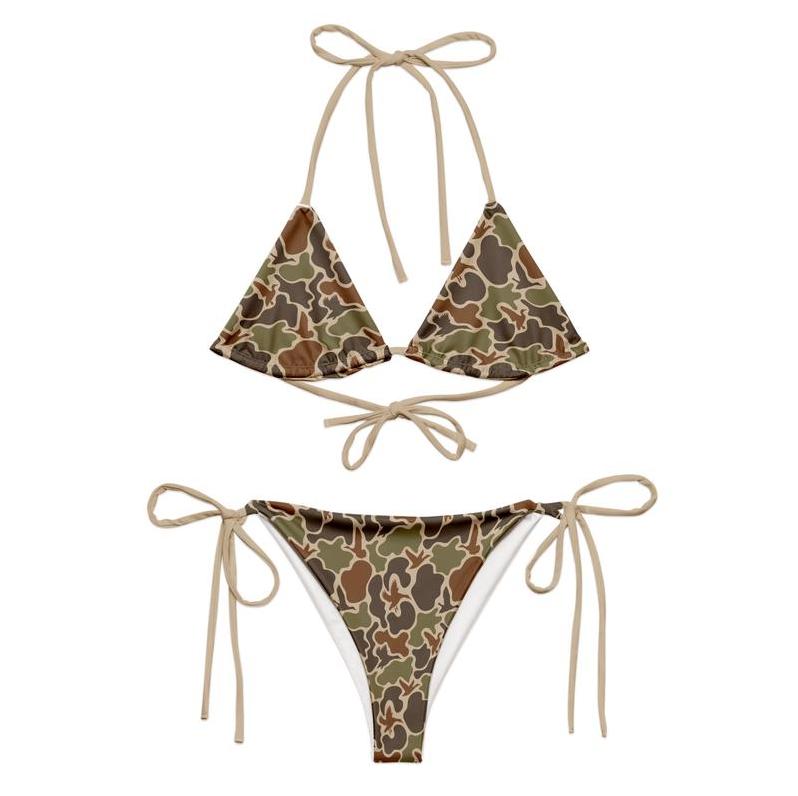 Women’s Camo Duck Print Bikini Set – High-Waisted Two-Piece Swimsuit ...