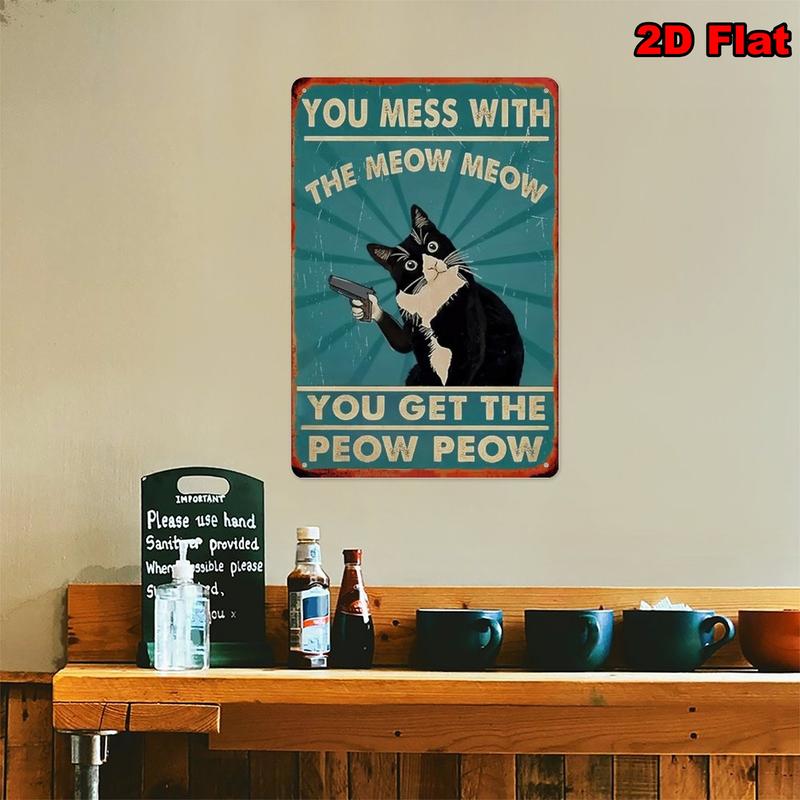 8 x12 Inches! 2D Flat,1pc Vintage Cat metal Sign - Retro Wall Art with ...