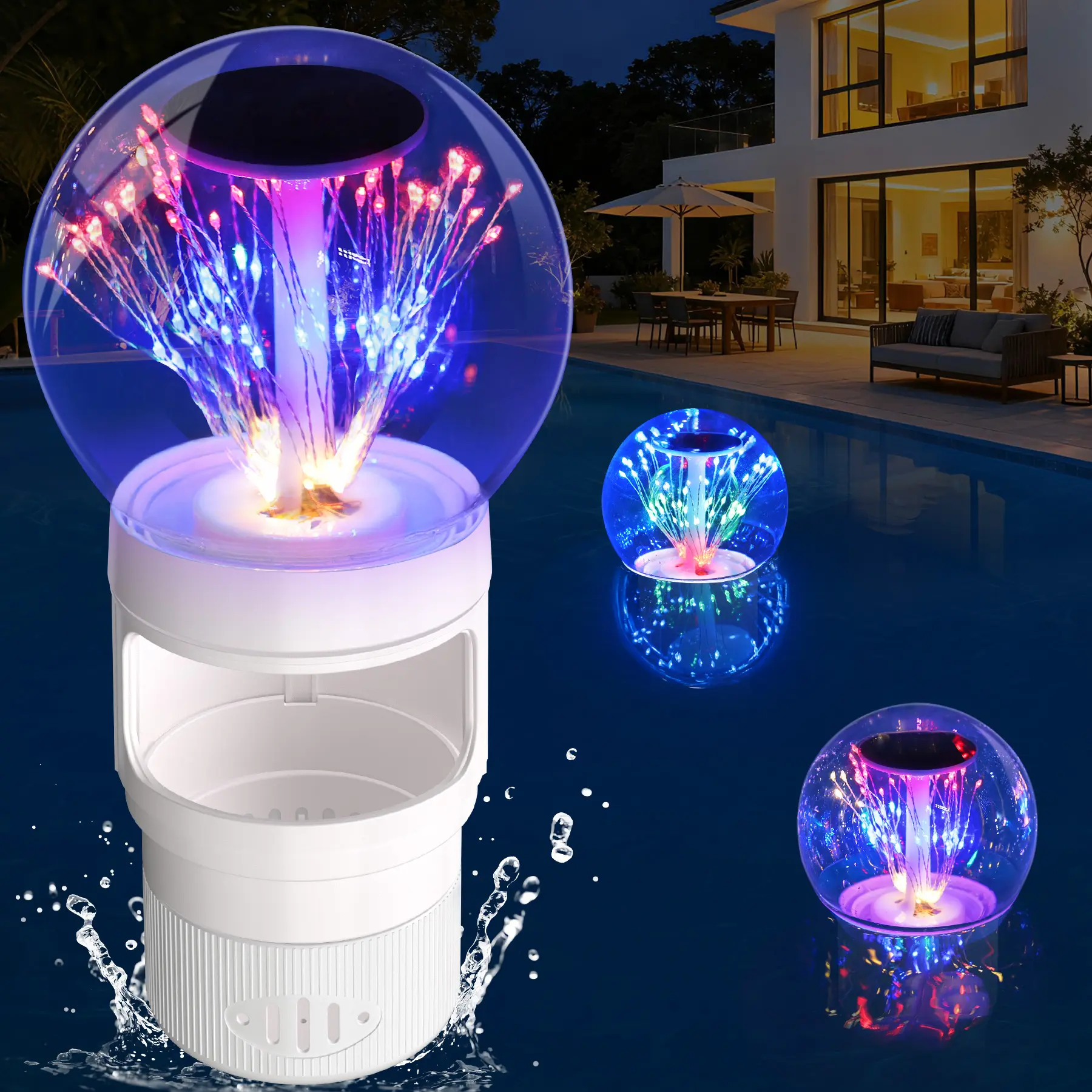 2026 Upgraded Pool Chlorine Floater with Firework Light,Great Capacity ...
