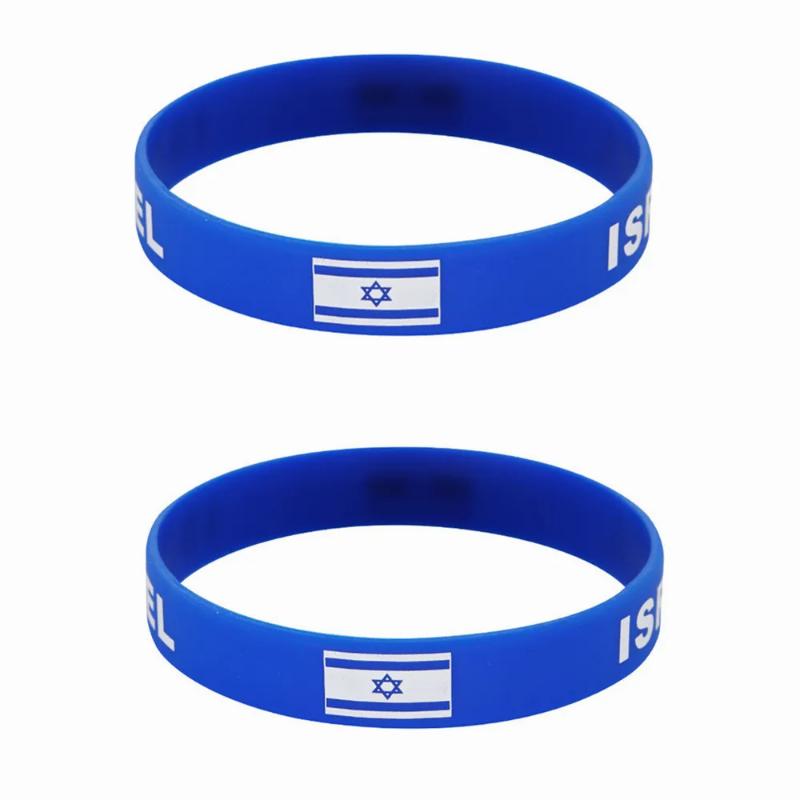 2pcs Israel Flag Silicone Bracelets Sports Game Wristbands National ...