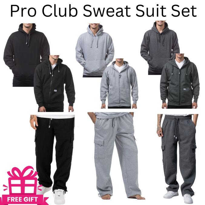 Pro Club Sweat Suit Set - Classic Zip-Up Hoodie OR Pullover Hoodie with ...
