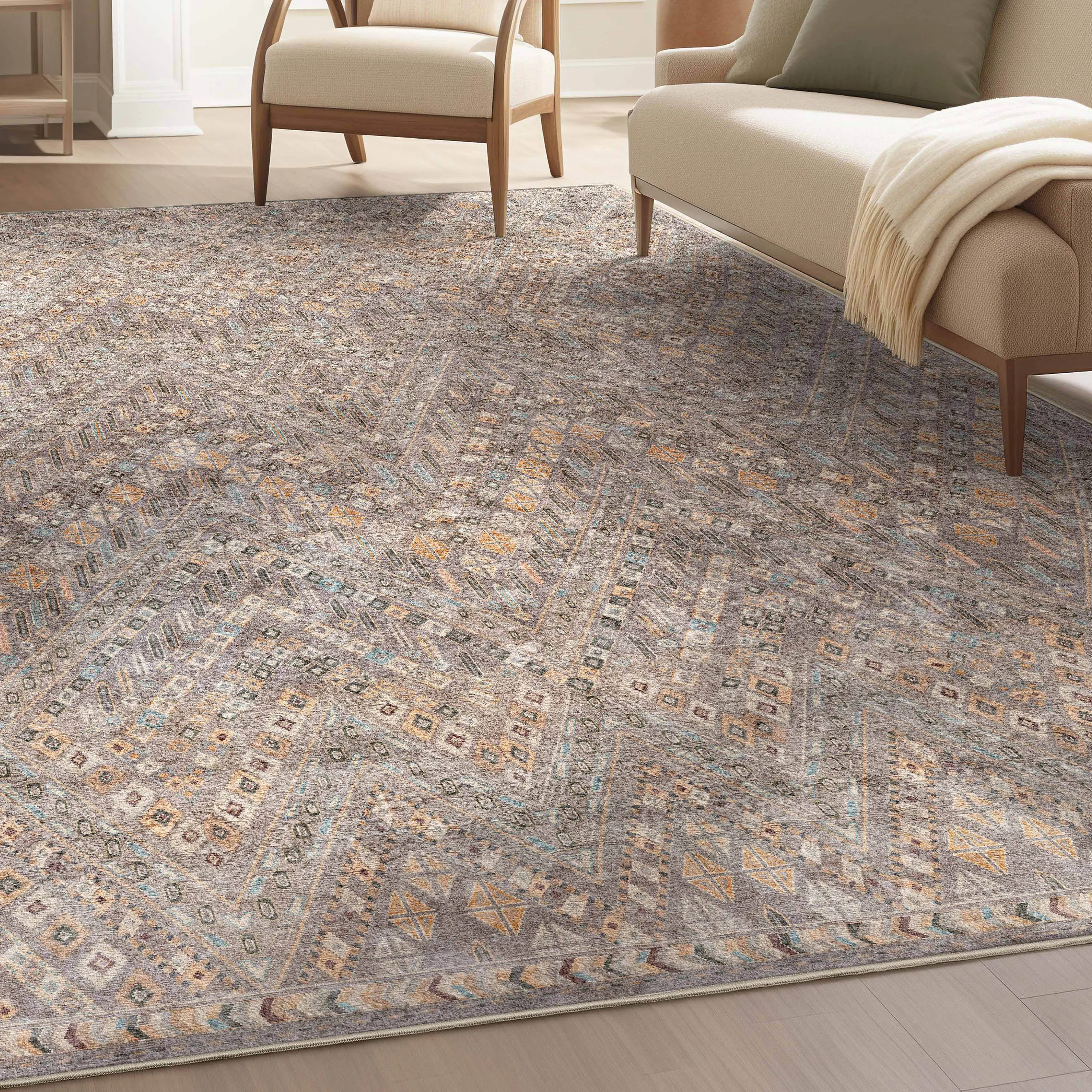 Anya Vintage Tribal Chevron Grey Flat-Weave Rug - TikTok Shop