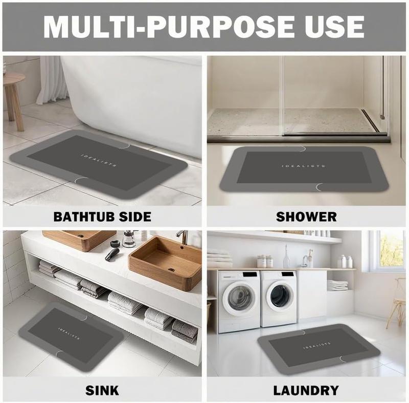 Bathroom mat, super absorbent non-slip bathtub mat, machine washable ...