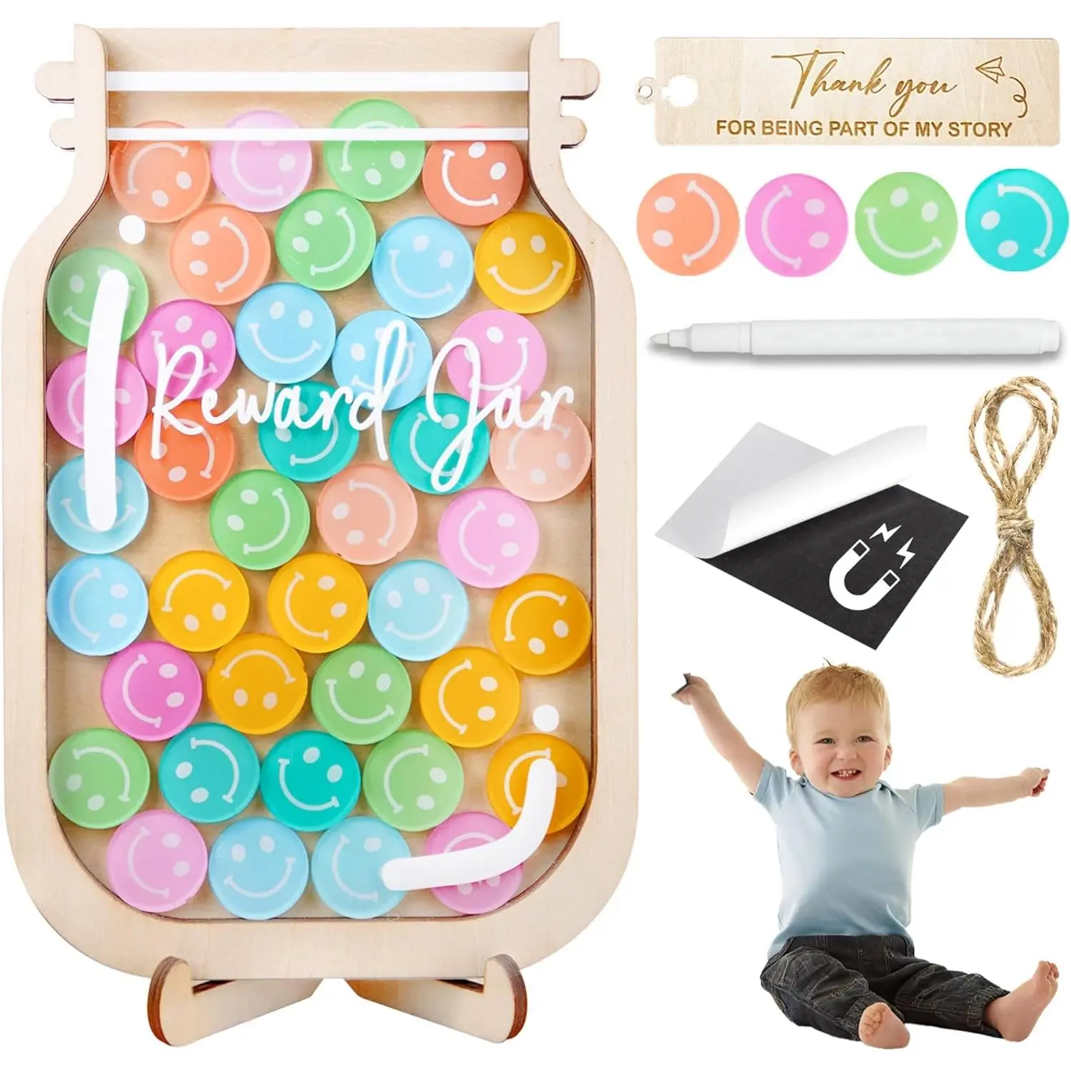 Smiley Reward Jar DIY Name 45 Tokens for Classroom Potty Chore Chart ...