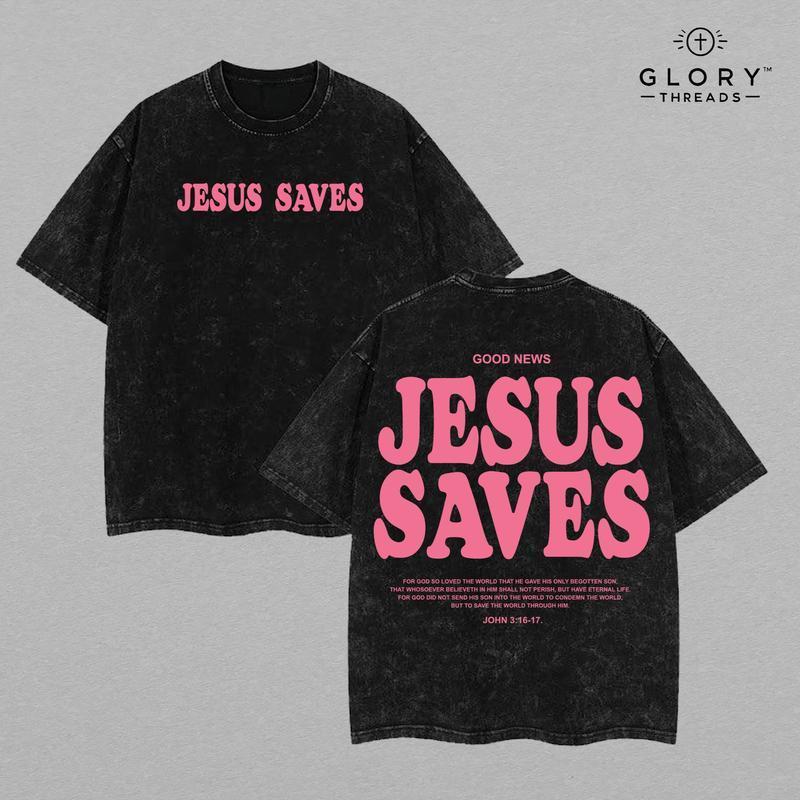 Jesus Saves Unisex Washed T-Shirt, Jesus Tee, Jesus Tshirt , Christian ...