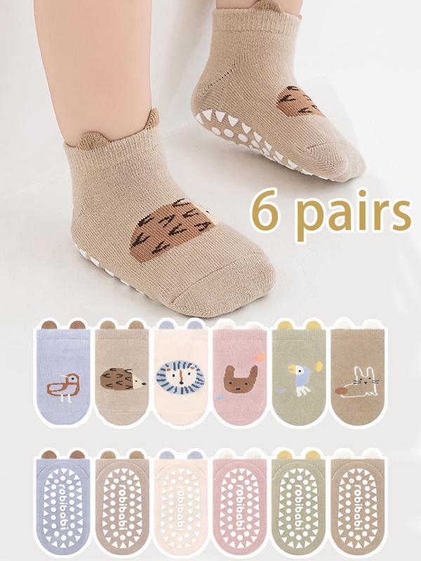 Baby's Cartoon Animal Print Anti-slip Crew Socks, Cute Cozy Socks for ...