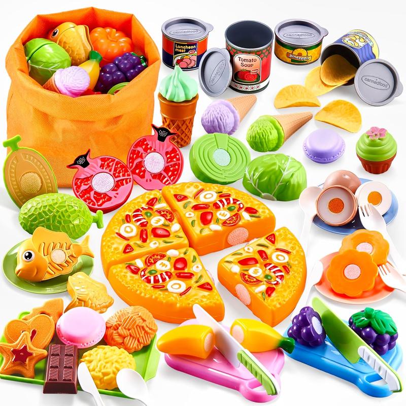 Play Food Sets for Kids Kitchen,66PCS Play Kitchen Accessories,Cutting ...