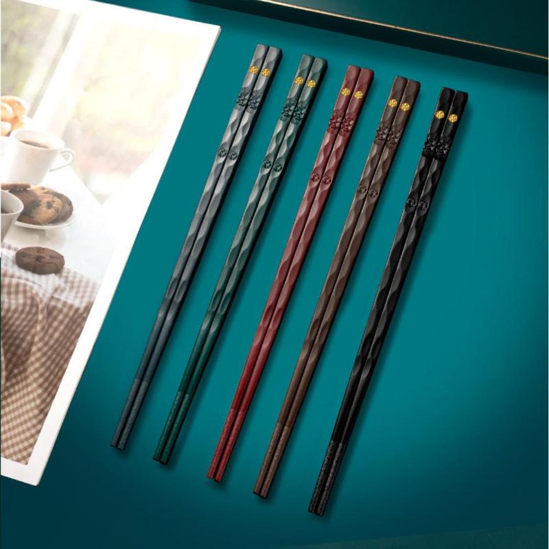 Flower Pattern Glass Fiberglass Chopstick, 5 Pairs Reusable Chopsticks ...