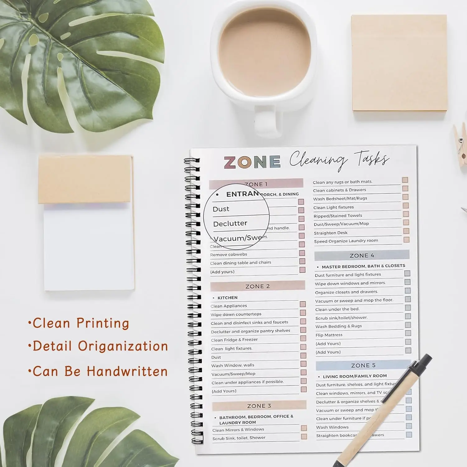 Cleaning Planner for Adults & Teens Undated Daily Weekly Monthly Yearly ...