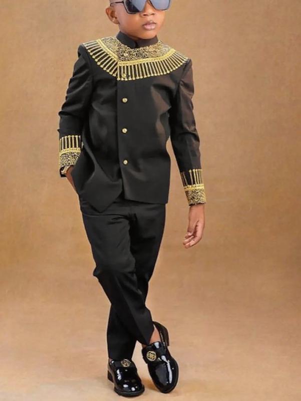 Traditional African Boys' Cultural Clothing 2-Piece Set Dashiki Long ...