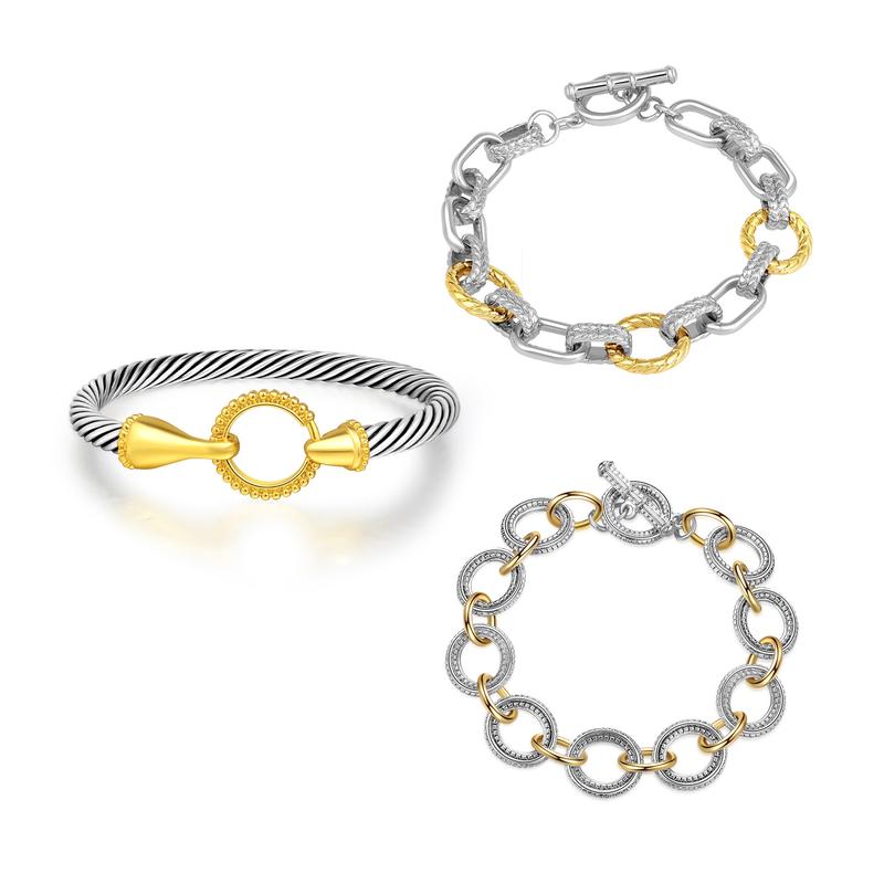 Mytys Two Tone Bracelet for Women Knot Twisted Bangle Link Chain ...