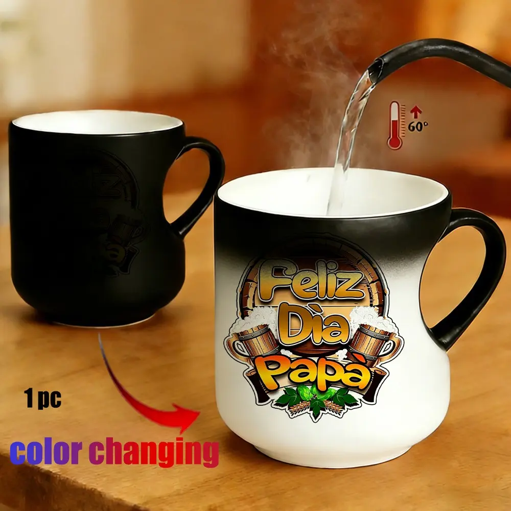 Magic Color Changing Coffee Mug, Heart Handle, Thermosensitive Ceramic ...