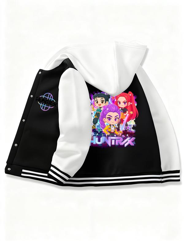 KPop Demon Hunters Girls' Hooded Baseball Jacket Cartoon Huntrix ...