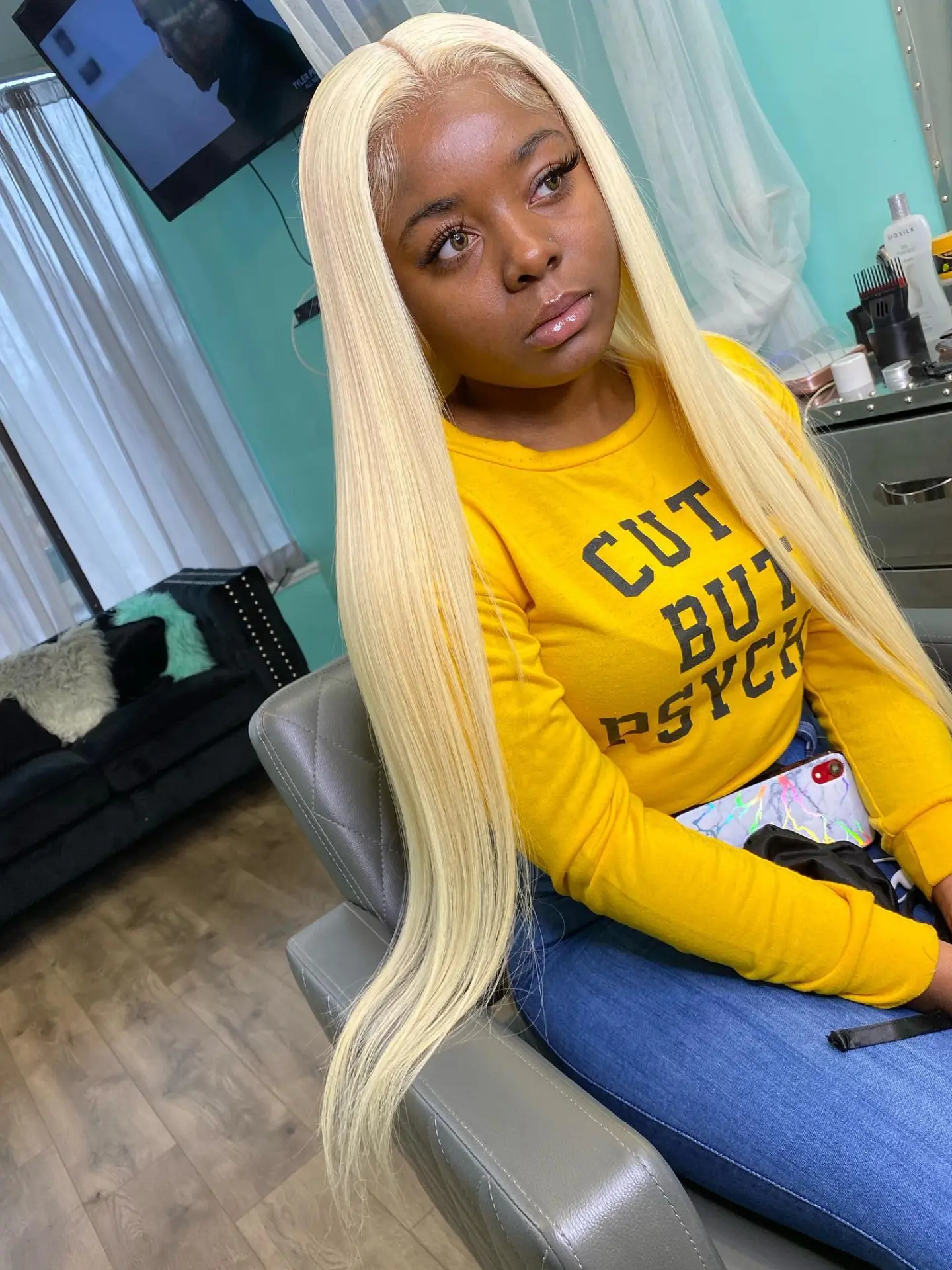 32 Inch Straight Lace Front Wig, Pre-Plucked Hairline, Heat Resistant ...
