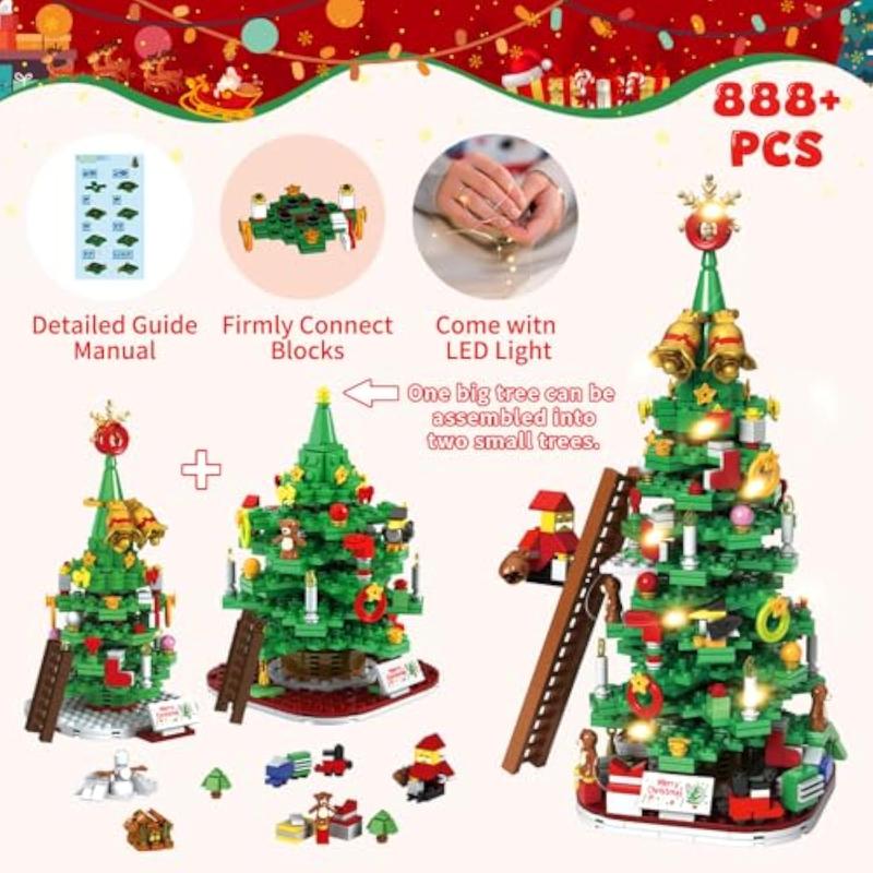 Advent Calendar 2025 Christmas Tree Building Toy Set with LED light ...