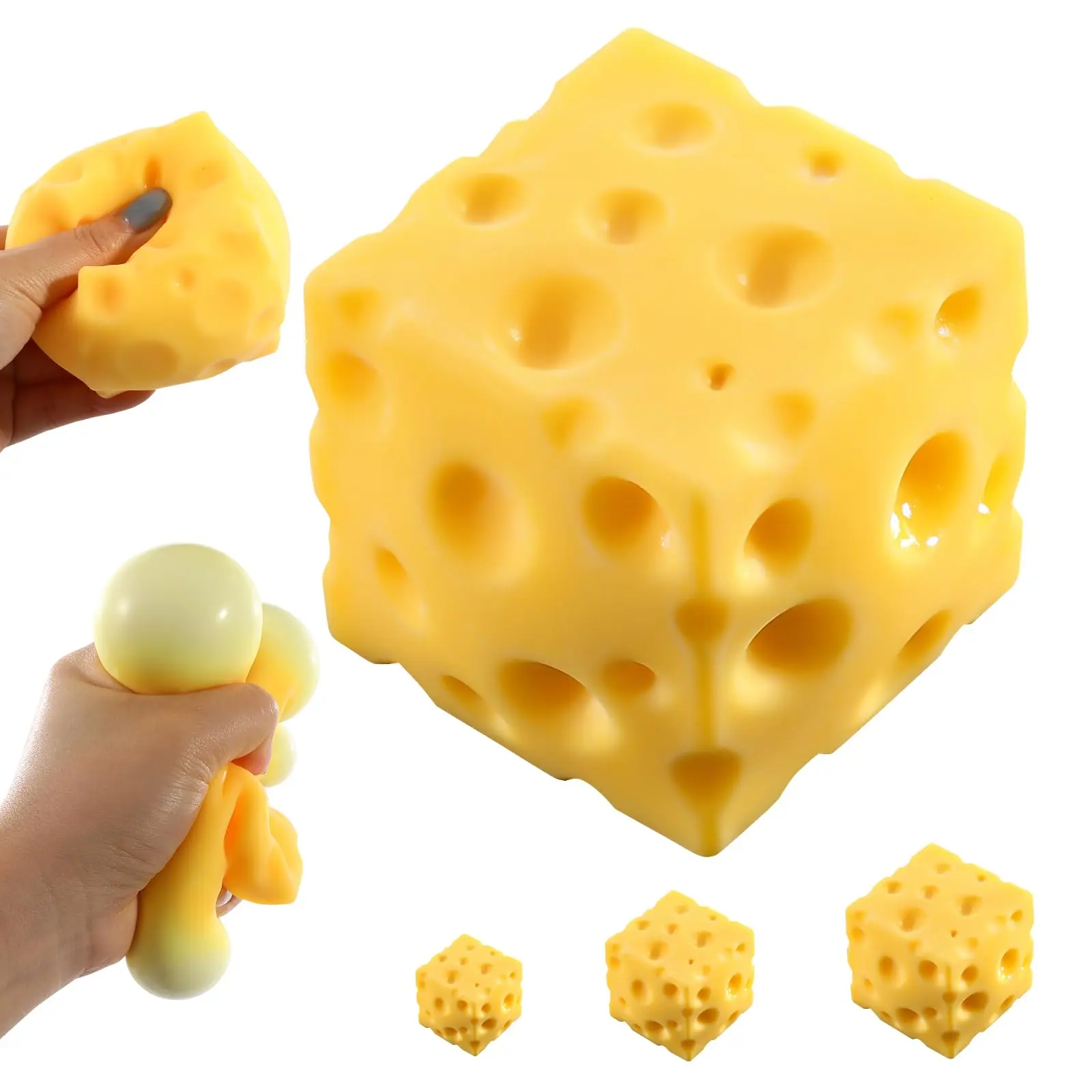Cheese Squishy Toy, 7x7cm Soft Cheese Block Squeeze Toy, Super ...