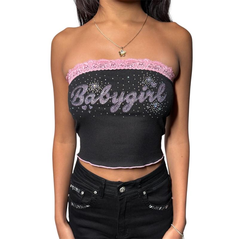 Babygirl Rhinestone Tube Top - TikTok Shop