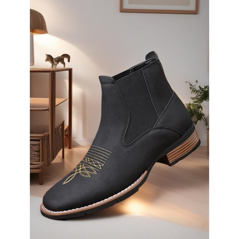 Shoes for Men, Business Embroidering Design Ankle Boots, Fashionable ...