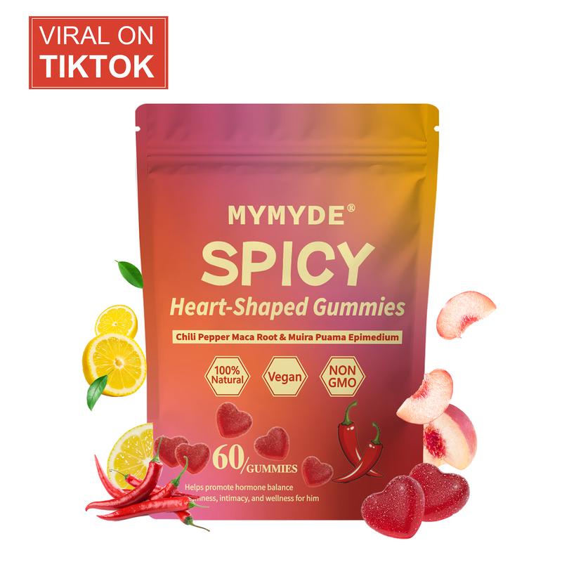 MYMYDE Spicy Cubes Hot Peach Edition 60 Gummies - Chili Pepper Maca ...