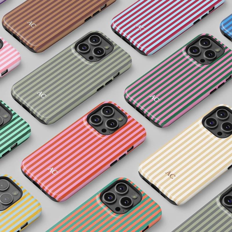 Personalized Monogram Phone Case Initial Phone Case Name Striped Summer ...