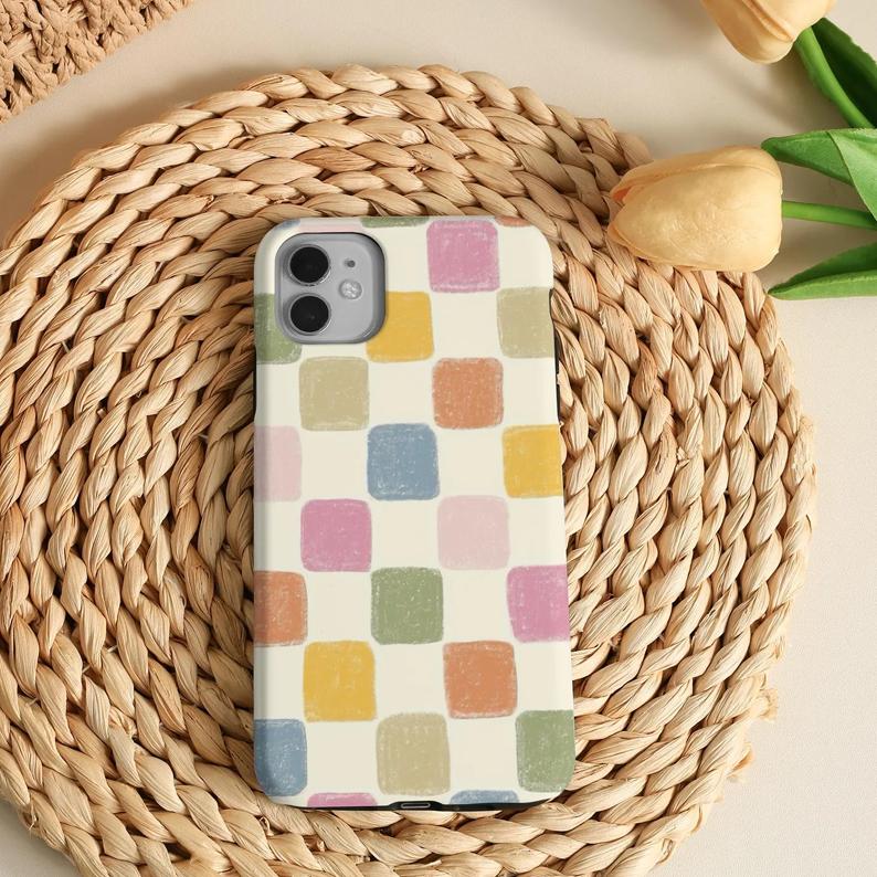 Colorful Squares Simple Phone Case, Basic Tough Phone Case, Gift for ...