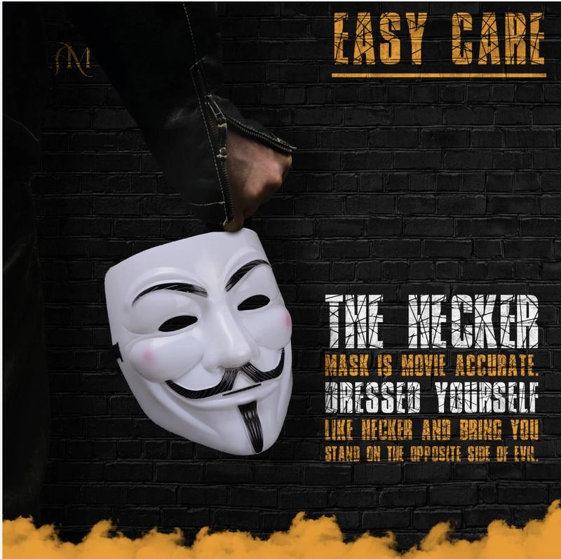 Pack of 2 V for Vendetta Mask Fawkes Anonymous Hacker Halloween Party ...