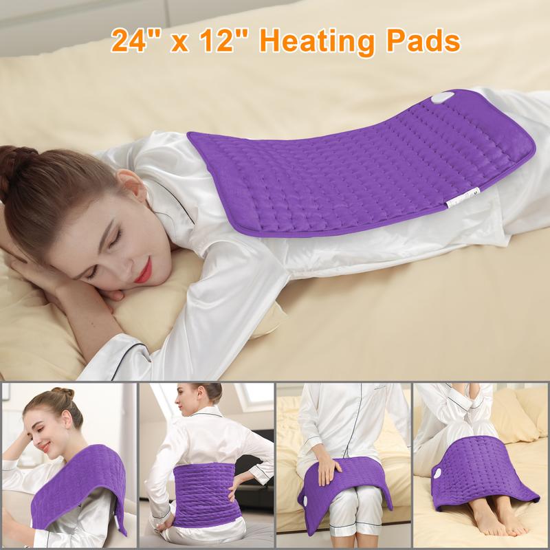 Extra large heating pad, electric heating pad, portable, 24 "x12", 6 ...