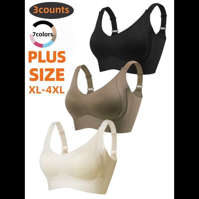 3-Pack Plus Size Comfortable Seamless Bras, Sizes 1XL-4XL, Designed for ...