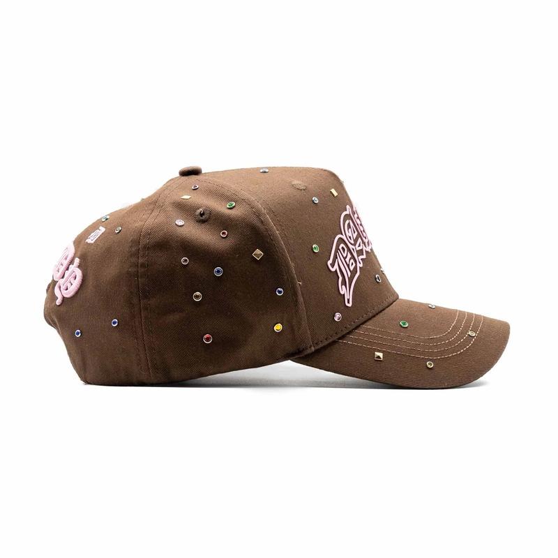 Dandy Hats Ten 10th Year Anniversary Brown Hat with Pink Embroidery and ...