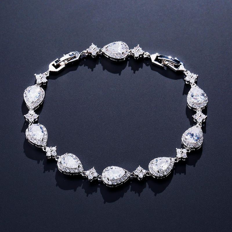 Classic Geometric Water Drop CZ Bracelet for Women Bridal Gorgeous ...