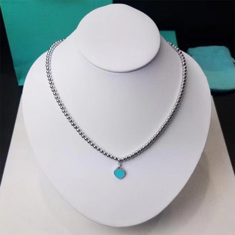 Double Color Heart Pendant Necklace For Women Girls Elegant Fashion ...