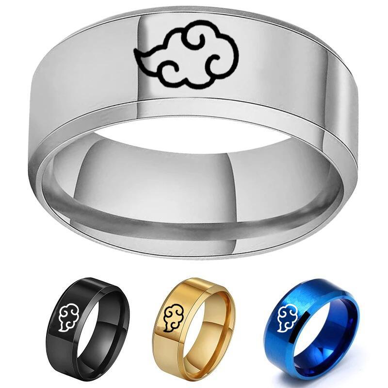 Anime Jewelry Ring Akatsuki Cloud Ring Stainless Steel 4 Color Finger ...