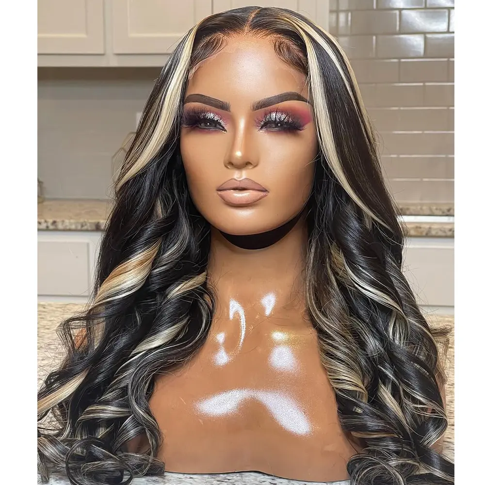 Highlight Blonde Wig Human Hair 13x4 13x6 Body Wave Lace Frontal Human ...