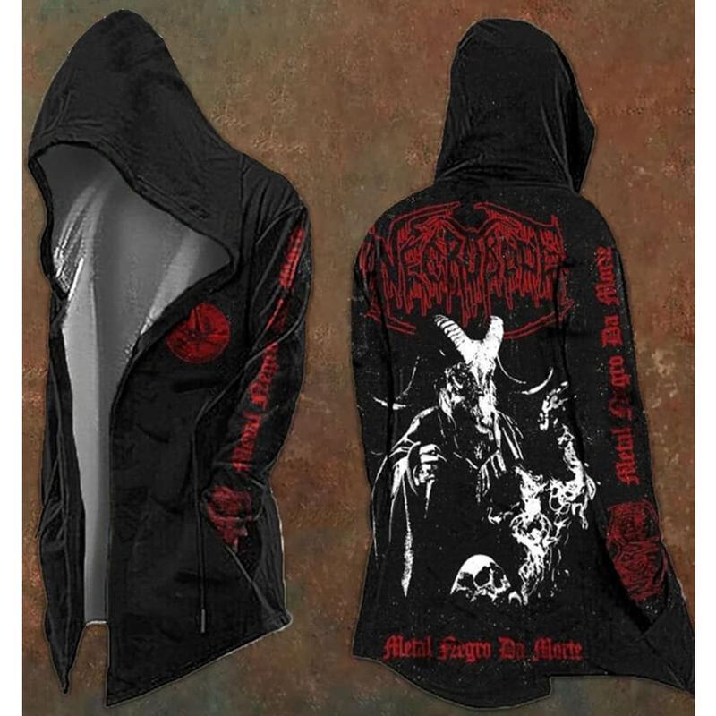 Viking Runes Hooded Cardigan C Norse Mythology Open Front Cloak for Men ...