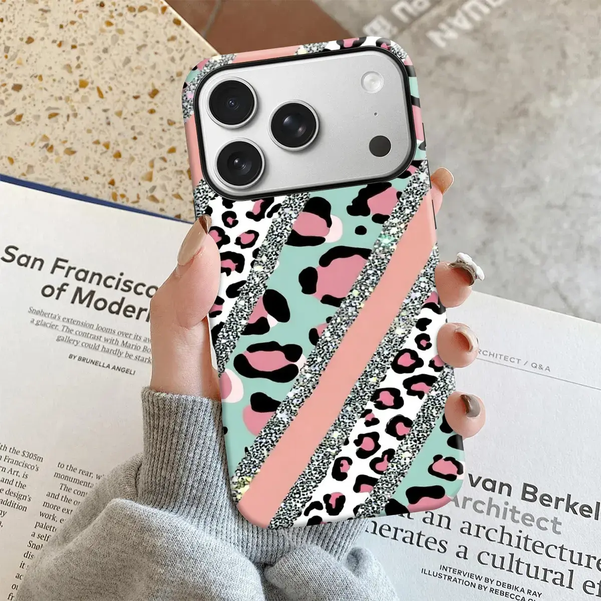 DHNStore Leopard Stripe Dual-Layer Phone Case for iPhone 17 Pro Max 16 ...