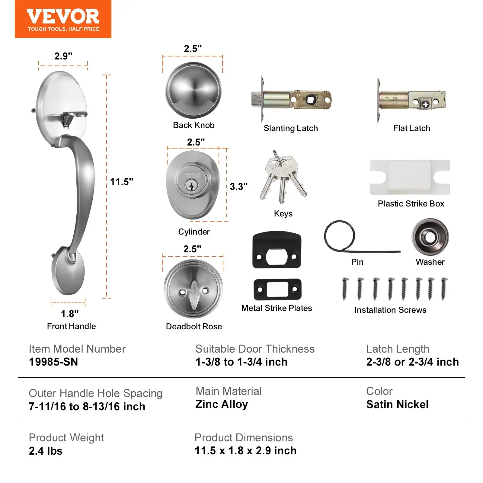 summervibes VEVOR Front Door Handle and Deadbolt Set, Satin Nickel ...