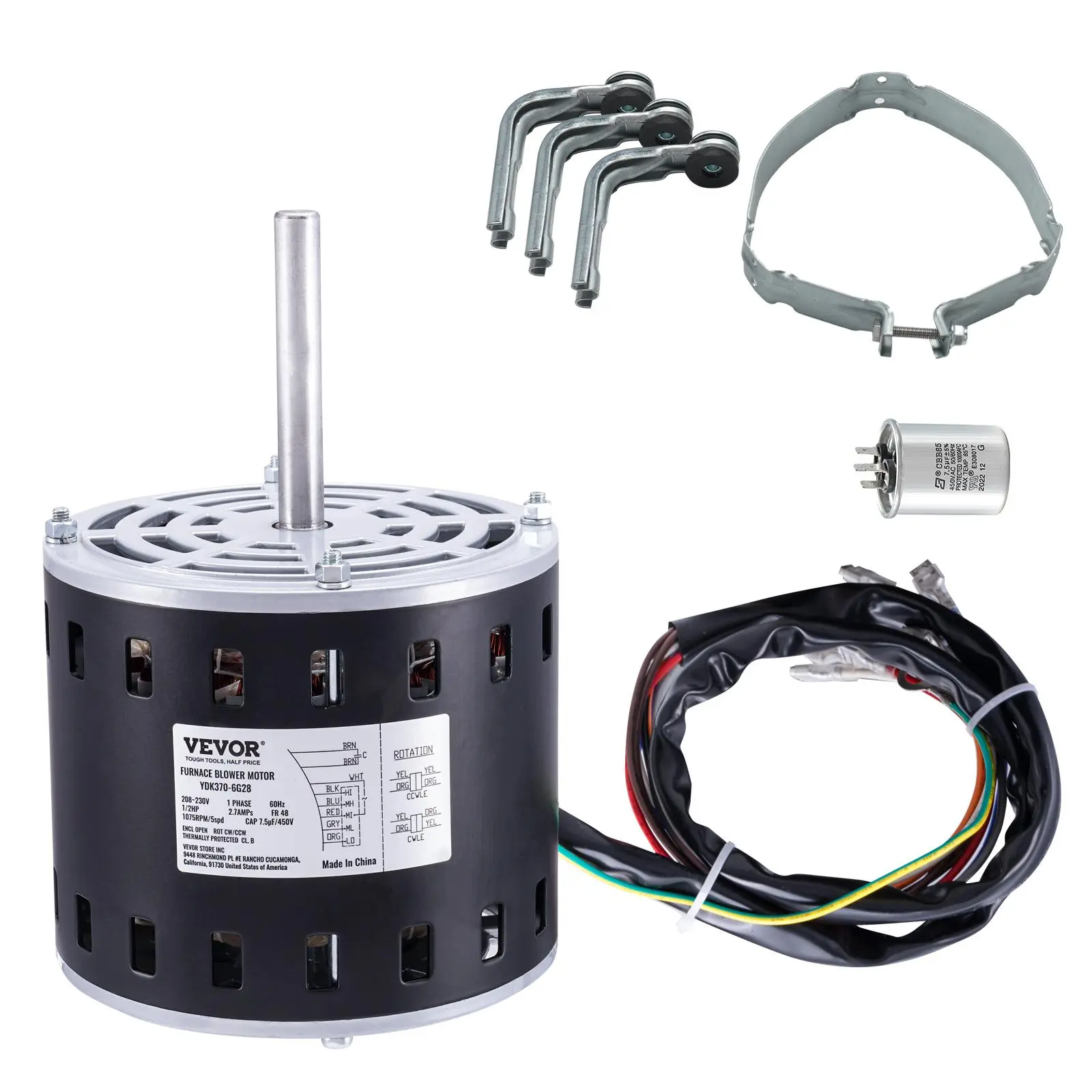 【fathersdaygift】VEVOR 1/2HP Furnace Blower Motor,208/230V 2 ...