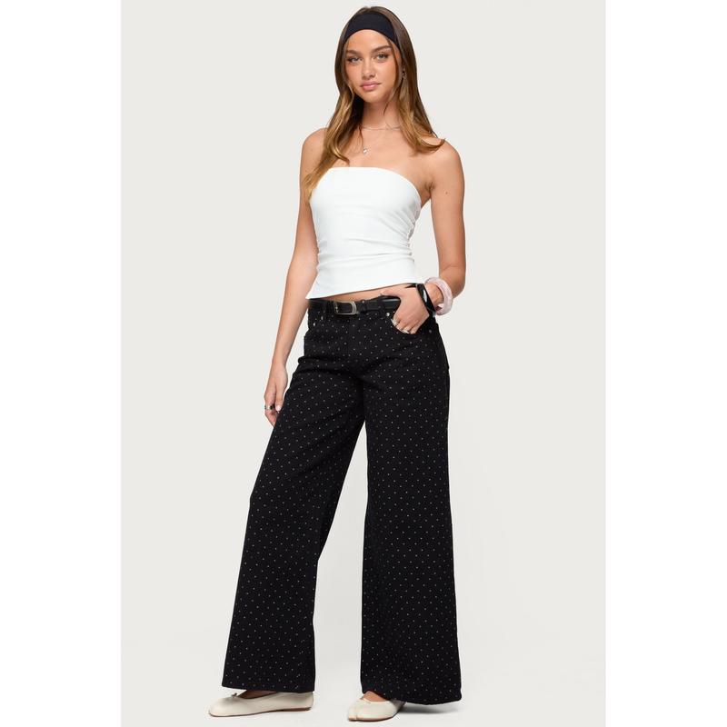Misha Polka Dot Low Rise Baggy Jeans - TikTok Shop