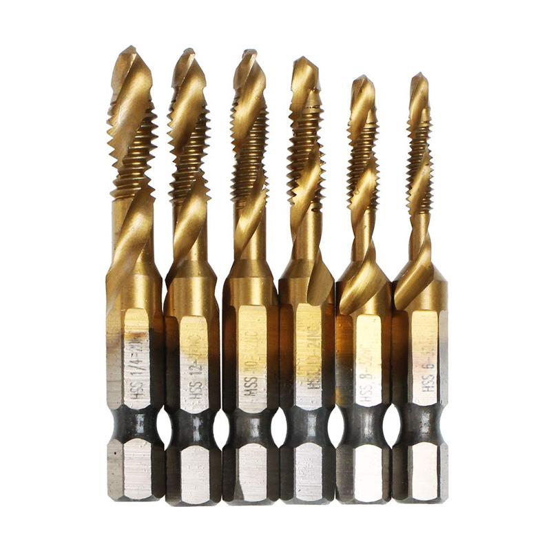 Titanium Combination Drill Tap Bit Set, High-speed Steel Drill Bit ...