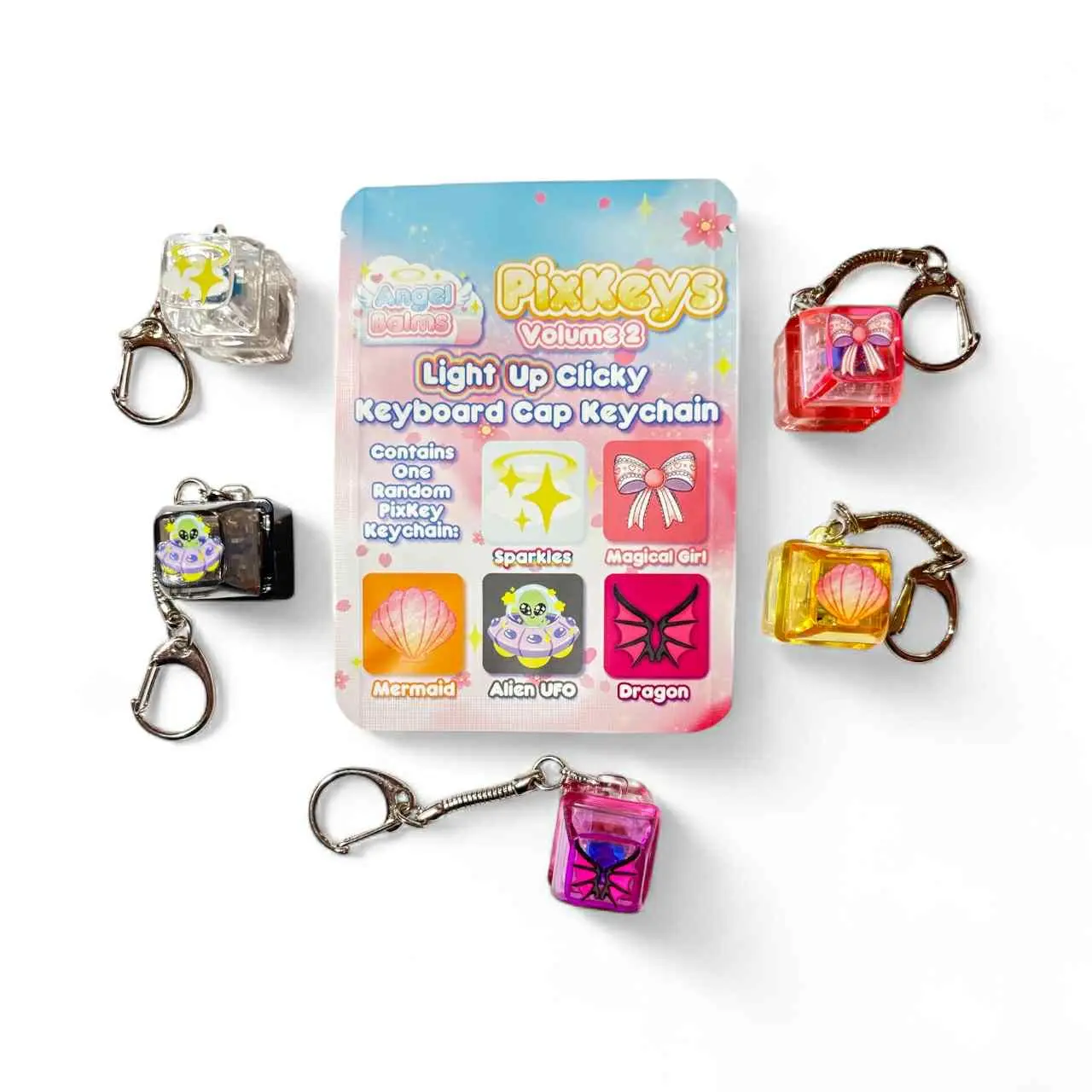 Pixie Keycap Clicky Keychain with RGB Rainbow LED Light BLINDBAG ...