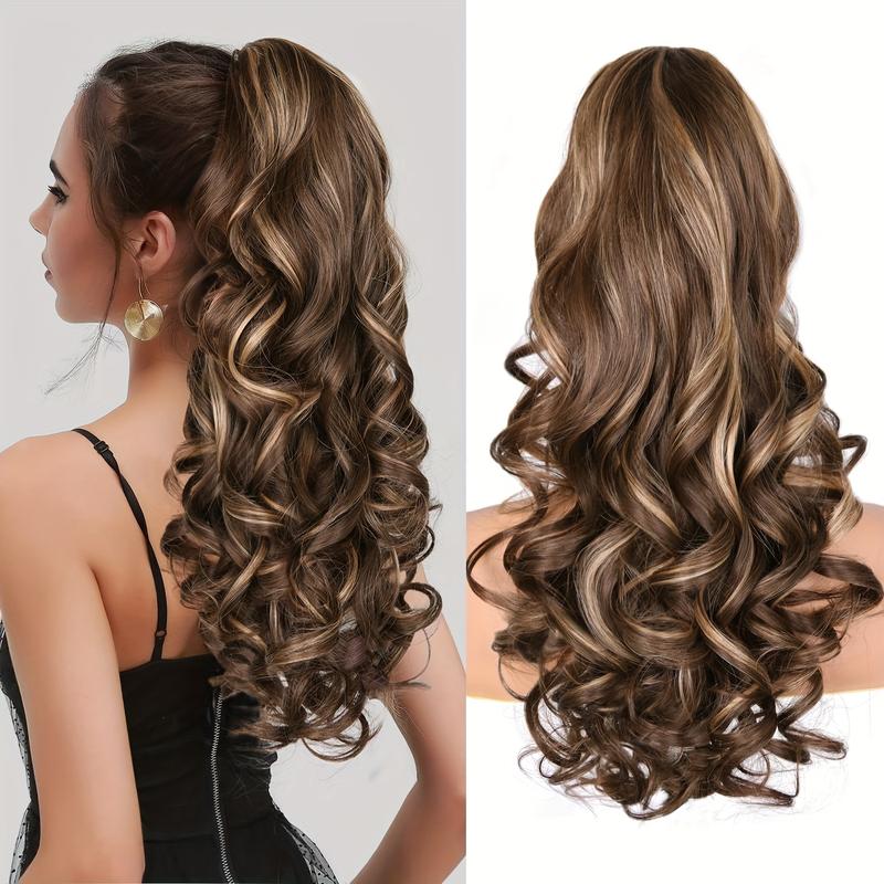 24" Synthetic Long Wavy Ponytail Extensions for Women - Natural Body ...