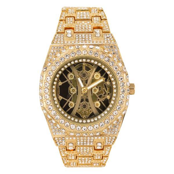 Men's 43mm Luxury Iced Out Watch with Fully Iced Band - Quartz Movement ...
